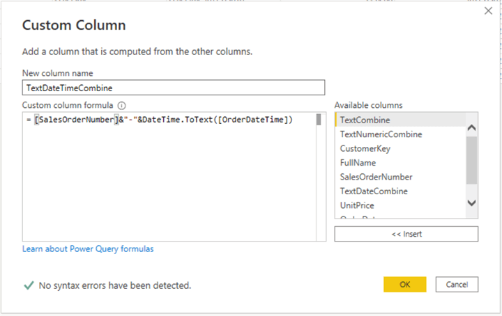 Power BI Concatenate Stings With Power Query M Language