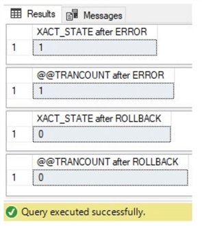 Compare SQL Server XACT_STATE vs @@TRANCOUNT Functions