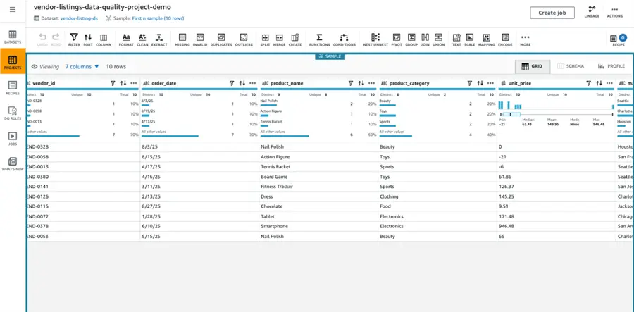 Detect Data Quality Issues with AWS Glue DataBrew