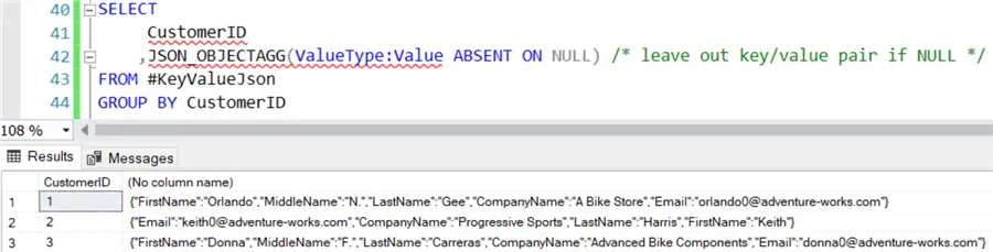 SQL Server JSON Functions JSON_OBJECTAGG and JSON_ARRAYAGG - MSSQLTips.com SQL Server JSON Functions JSON_OBJECTAGG and JSON_ARRAYAGG - MSSQLTips.com