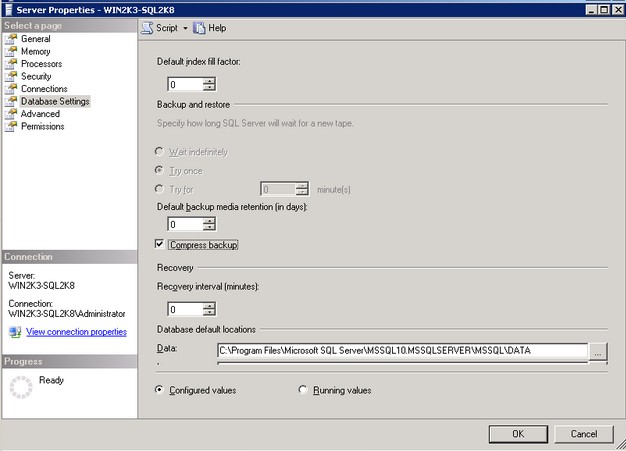 Exploring Database Backup Compression in SQL Server 2008