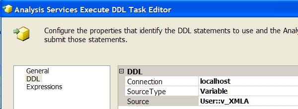 SSIS Analysis Services Execute DDL Task
