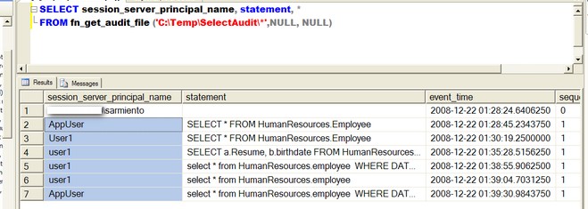 Sql Server 2008 Tsql Auditing Commands For Select Statements