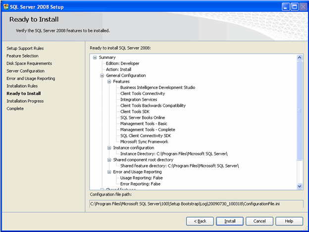 SQL Server 2008 Client Tools Installation