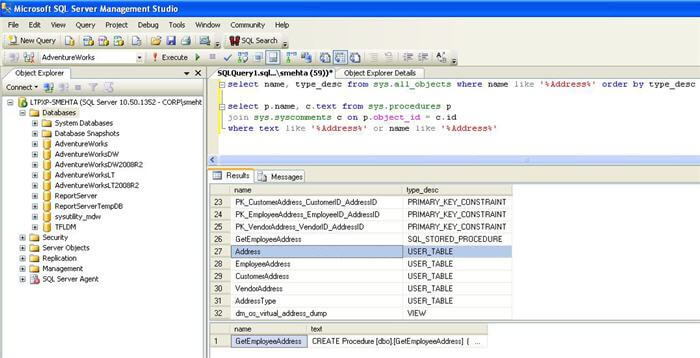 Different Ways to Search for SQL Server Database Objects