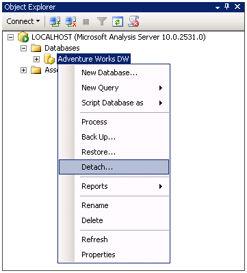 How to Detach and Attach a SQL Server 2008 Analysis Services Database