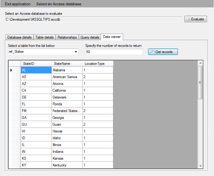 Data Access Object (DAO) and Visual Basic.NET to create an Access database interrogation tool