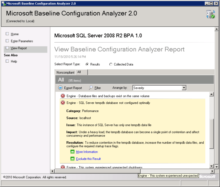 Using the Microsoft SQL Server 2008 R2 Best Practice Analyzer