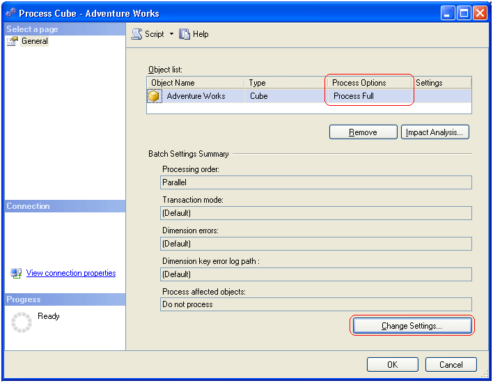 Process Analysis Services Cube Using SQL Server Management Studio