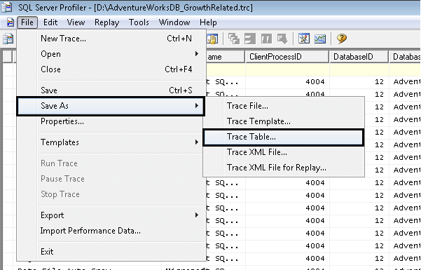 Working with SQL Server Profiler Trace Files