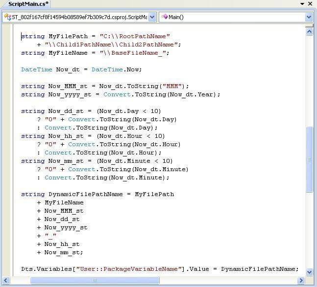 Dynamically Name Text Files in SSIS