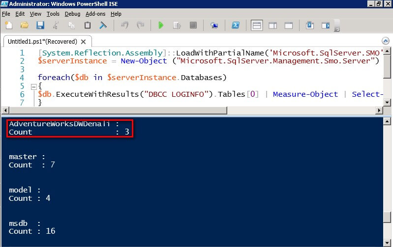 Check Sql Server Virtual Log Files Using Powershell