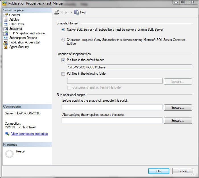 Changing SQL Server's Default Snapshot Folder for Replication