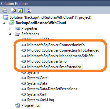 Backup and Restore SQL Server databases with Azure cloud services and SMO