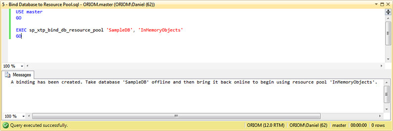 Setup a Memory Quota for SQL Server Memory Optimized Databases