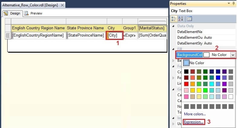 Alternate Row Background Color in SSRS Tablix and Matrix