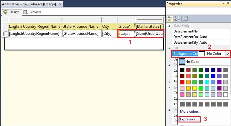 Alternate Row Background Color in SSRS Tablix and Matrix