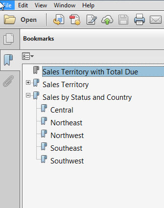 SSRS Bookmarks and Document Maps