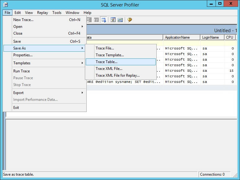 How To Save A Sql Server Trace Data To A Table 2733