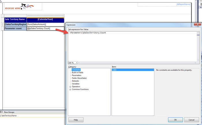 SQL Server Reporting Parameters Functions