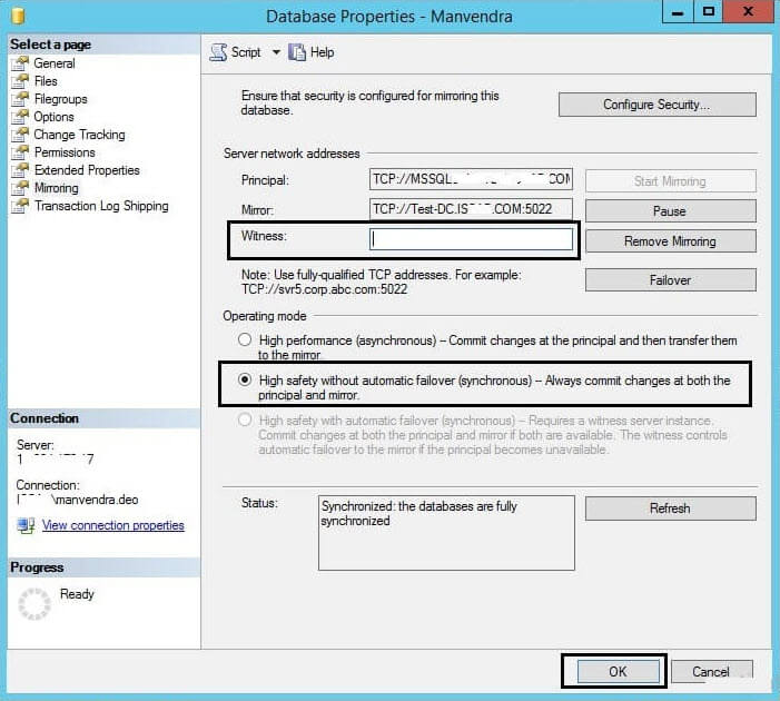 How to Remove SQL Server witness server from an existing Database Mirroring Configuration