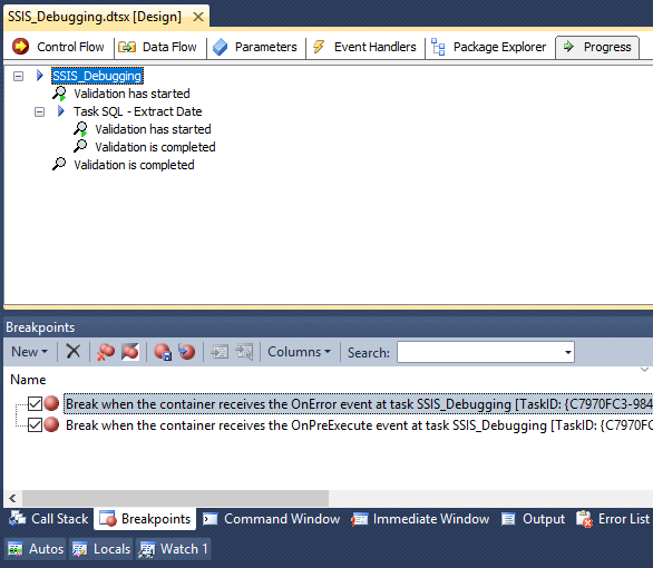 Debugging Control Flow in SSIS - Part 1