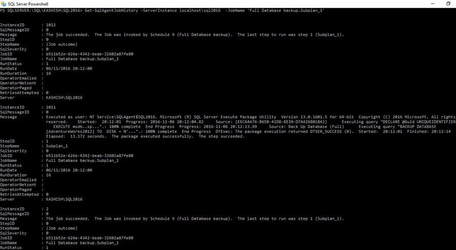 SQL Server 2016 PowerShell cmdlets for SQL Agent