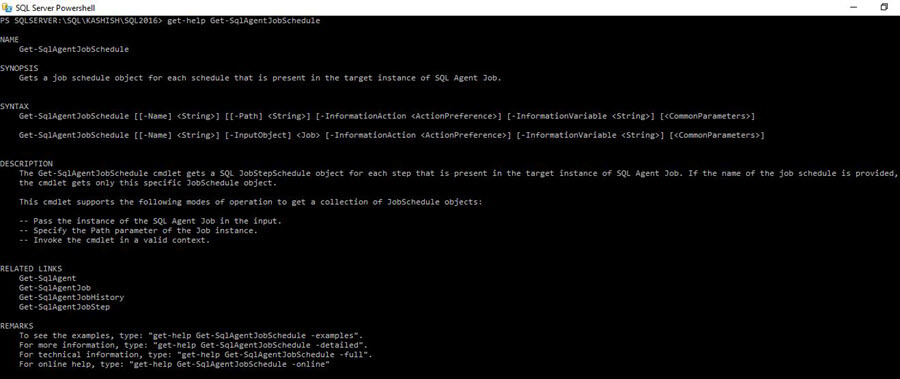 SQL Server 2016 PowerShell cmdlets for SQL Agent