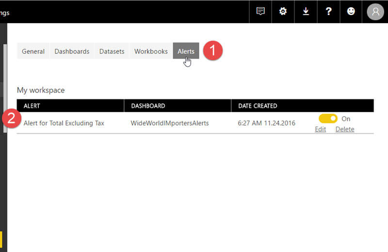 Power BI Online Alerts