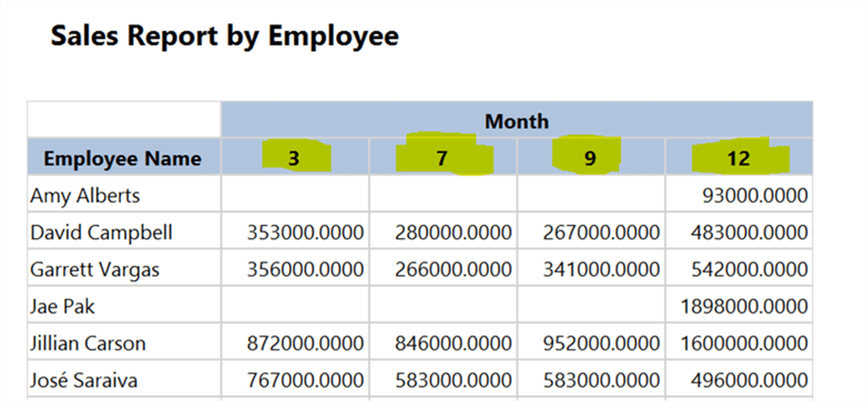 Display column headers for missing data in SSRS matrix report