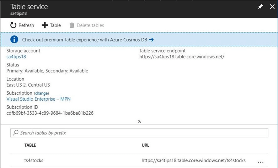 Exploring Azure Table Storage with PowerShell