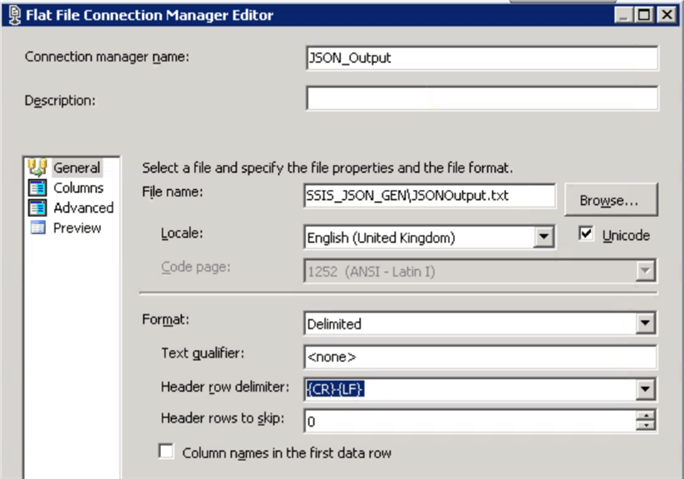Using SSIS to Export Data in JSON Format