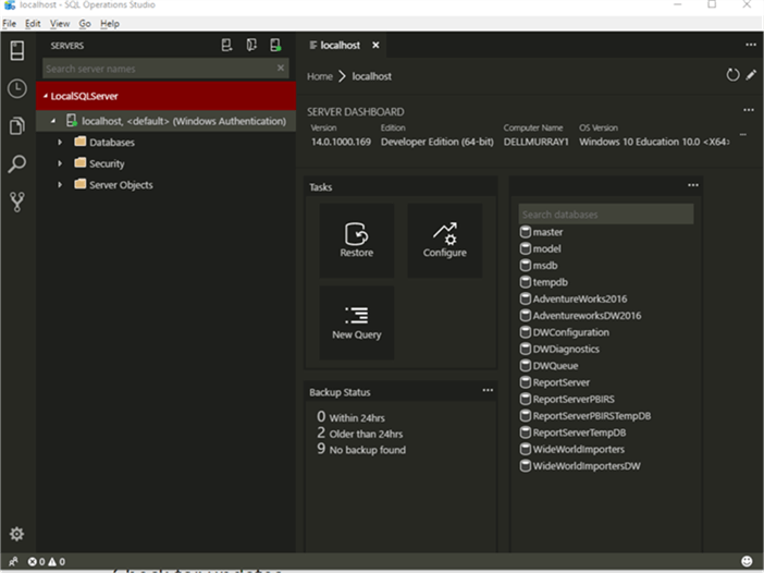 SQL Operations Studio Overview and Features