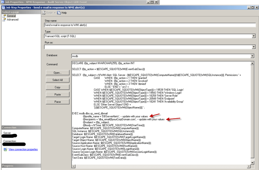 Automate SQL WMI Alerts for Server and Objects Permissions Changes