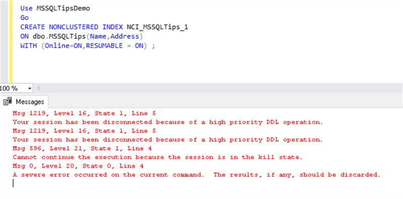 Resumable Online Index Create in SQL Server 2019