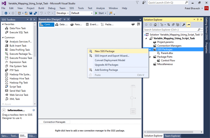 Pass SSIS Variable from Parent to Child Package