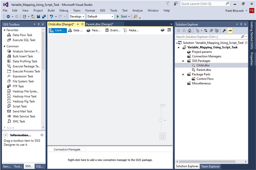 Pass SSIS Variable from Parent to Child Package