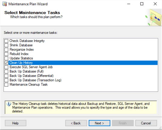 SQL Server Maintenance Plans History Cleanup Task