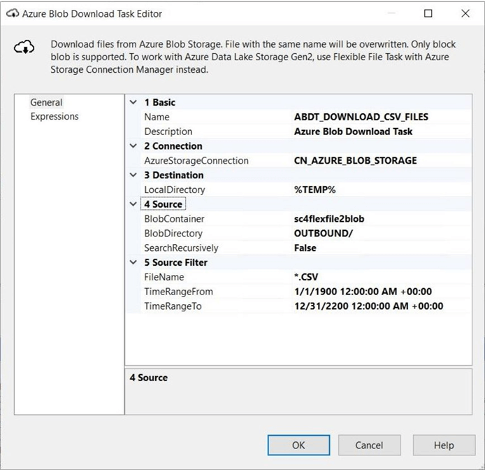 SSIS Flexible File System Task with Azure Blob Storage