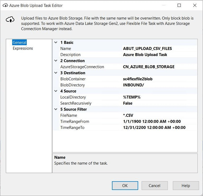 SSIS Flexible File System Task with Azure Blob Storage