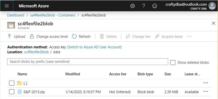 SSIS Flexible File System Task with Azure Blob Storage
