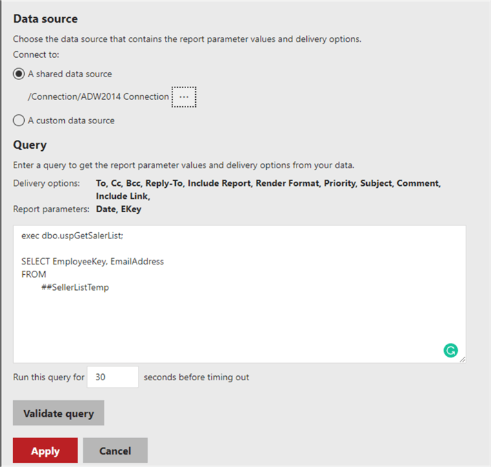 Ssrs Empty Report From A Data Driven Subscription