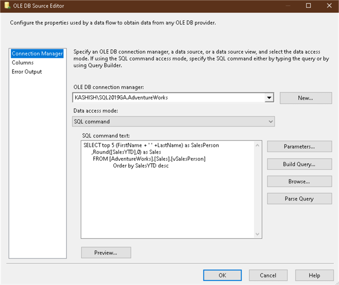 RecordSet Destination in SSIS