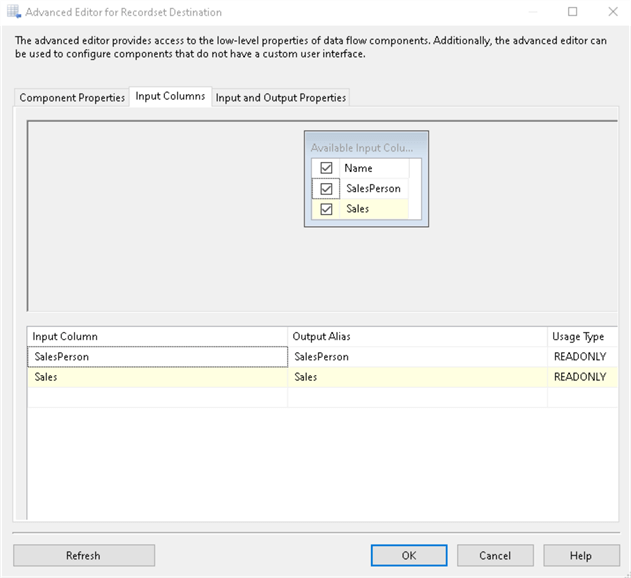 RecordSet Destination in SSIS
