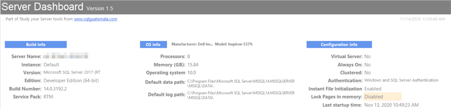 Custom SSMS SQL Server Instance Level Metrics Report