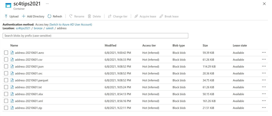 Supporting multiple data lake file formats with Azure Data Factory