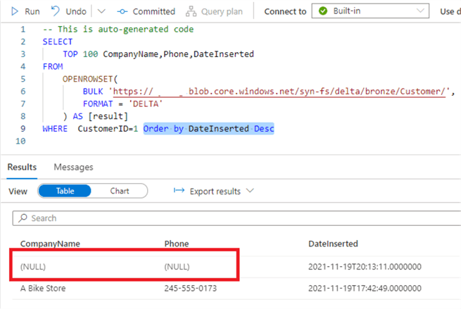 Missing Values in Lakehouse using Azure Synapse Mapping Data Flow