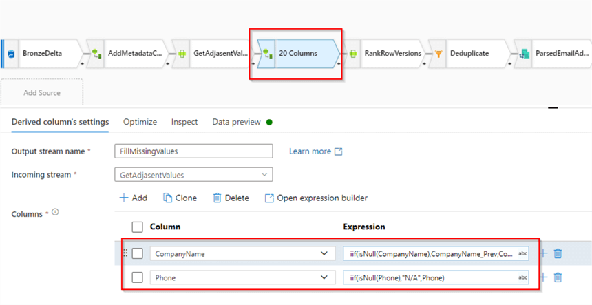 Missing Values in Lakehouse using Azure Synapse Mapping Data Flow