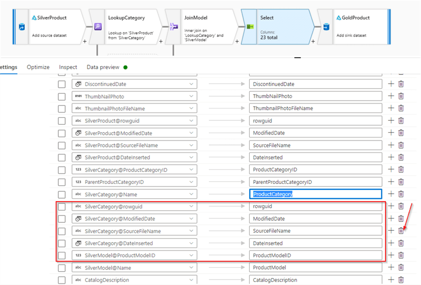 Dimension Denormalization with Synapse Mapping Data Flow