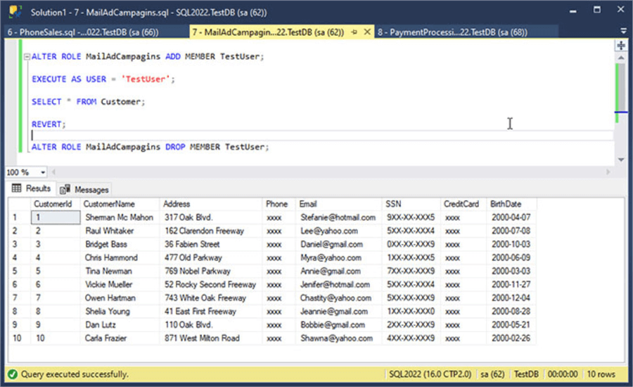 SQL Server Dynamic Data Masking with Granular User Permissions